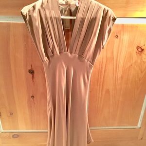 ONG | Dresses | Ong Beige Silk Dress Gathered Empire Waist Size | Poshmark
